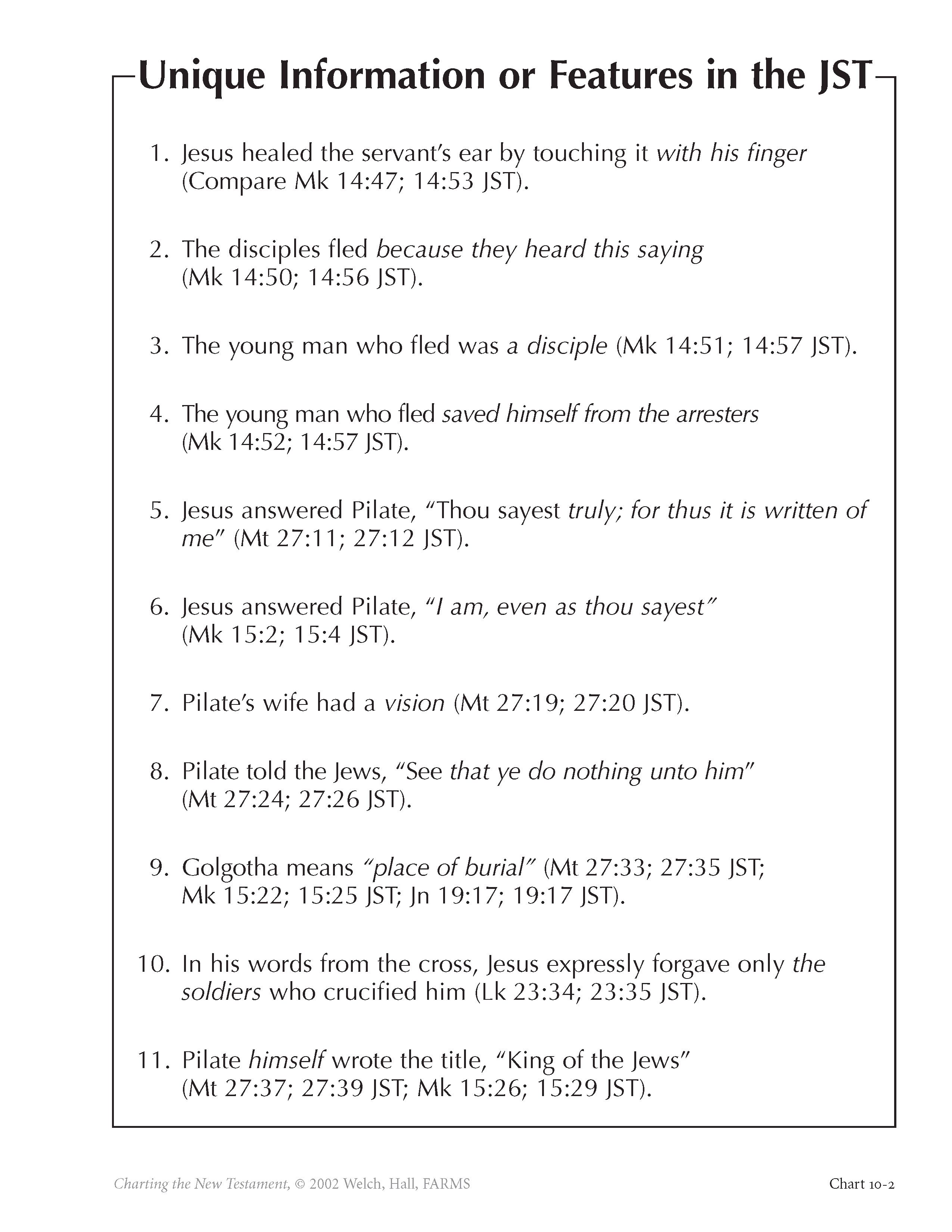 Unique Information or Features in the JST | ScriptureCentral