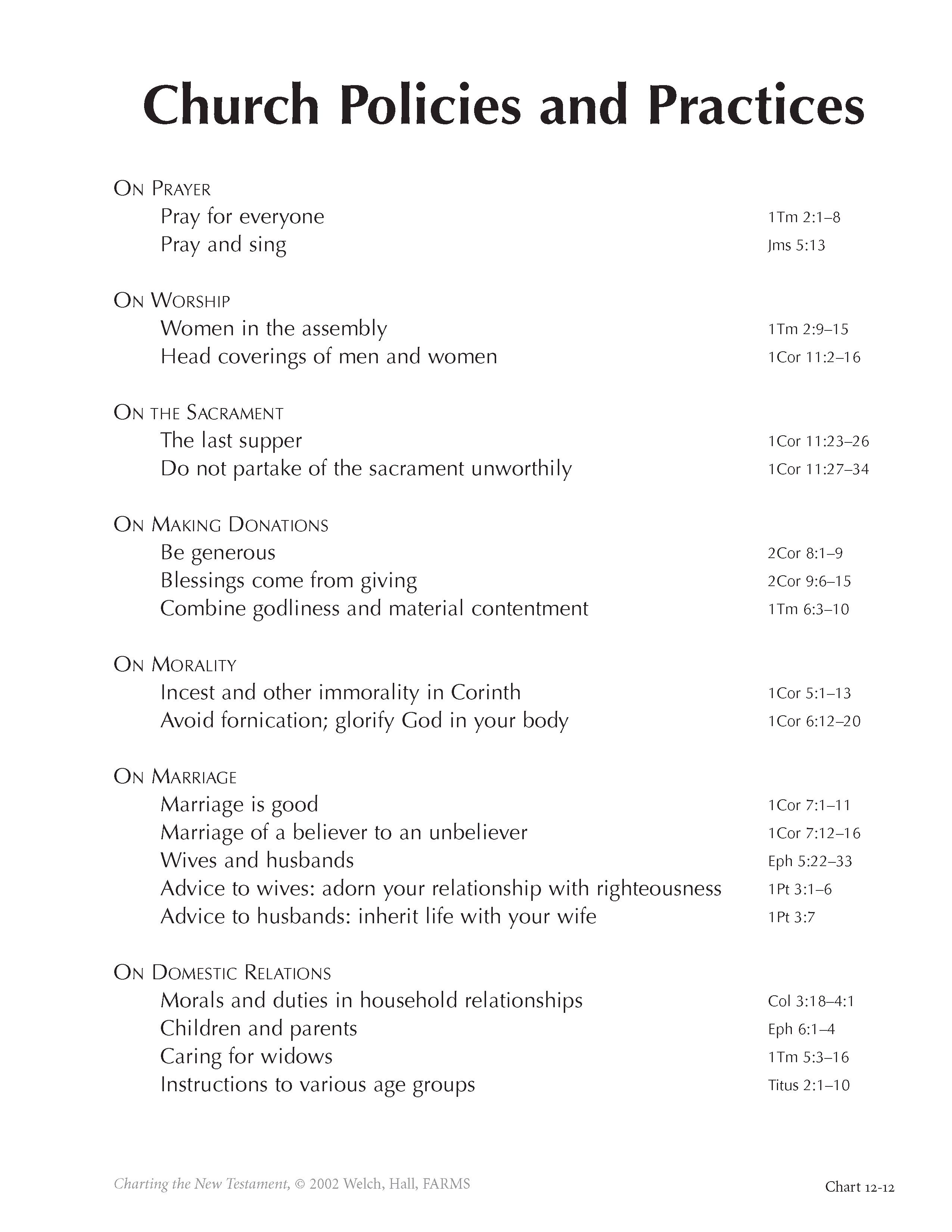 Church Policies and Practices | ScriptureCentral