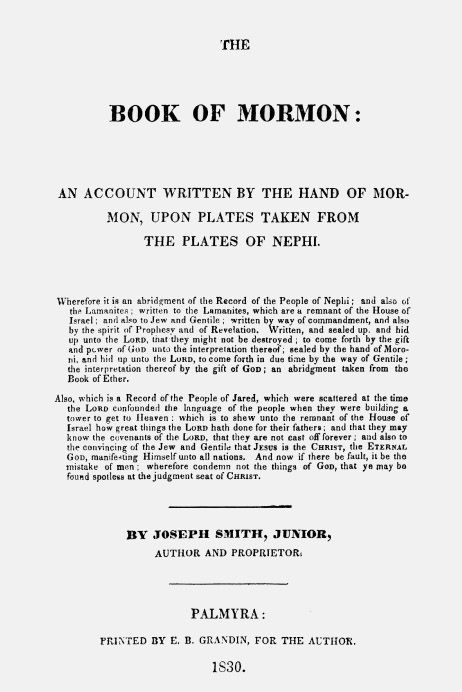 The Original Book of Mormon Title Page | ScriptureCentral