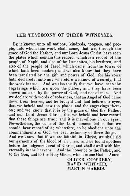 Testimony of the Three Witnesses | ScriptureCentral