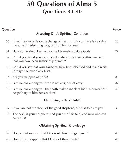 50 Questions of Alma 5: Questions 30–40 | ScriptureCentral