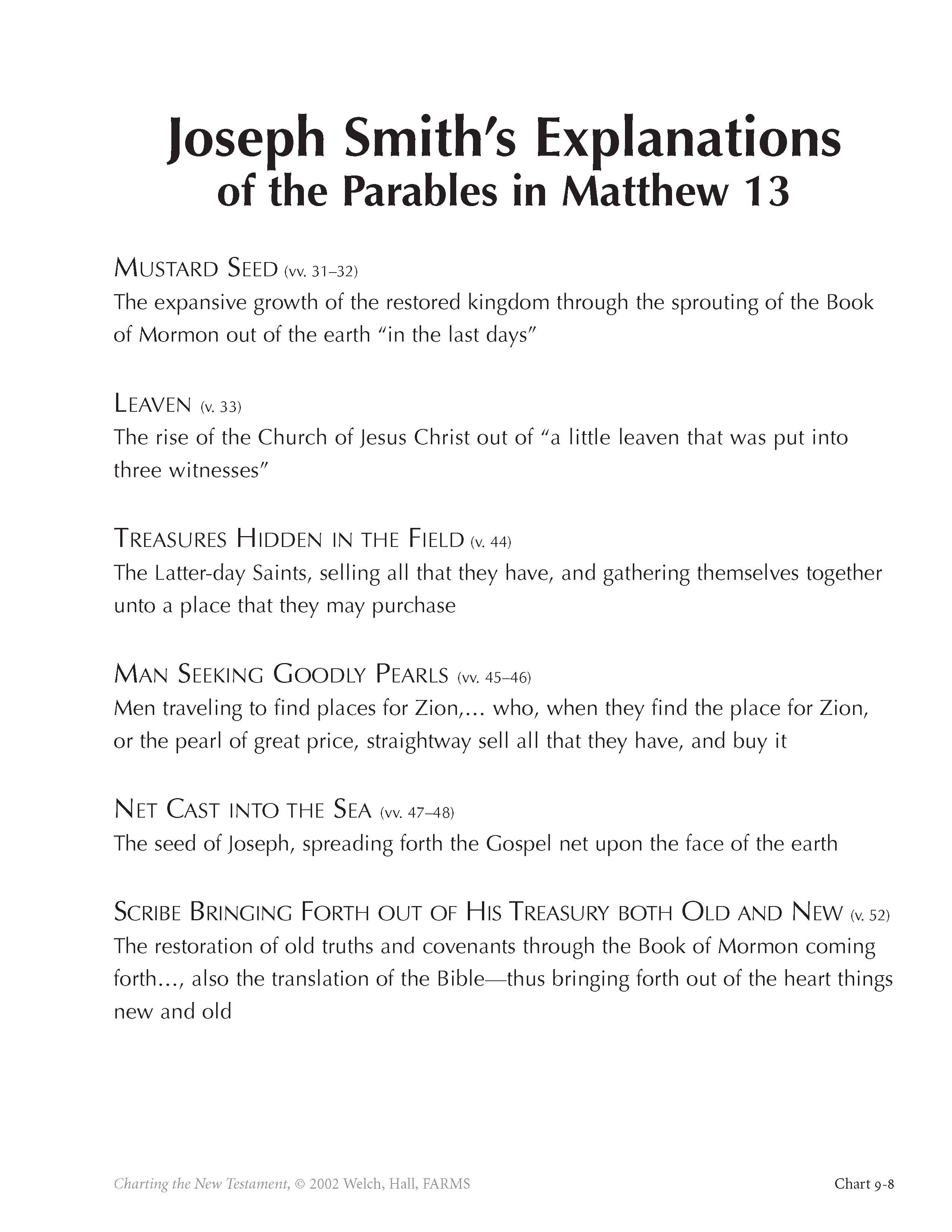 Joseph Smith’s Explanations of the Parables in Matthew 13