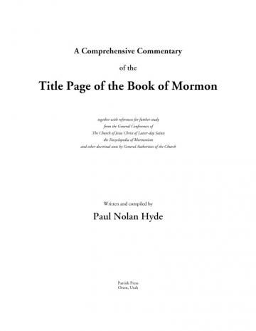 A Comprehensive Commentary of the Title Page of the Book of