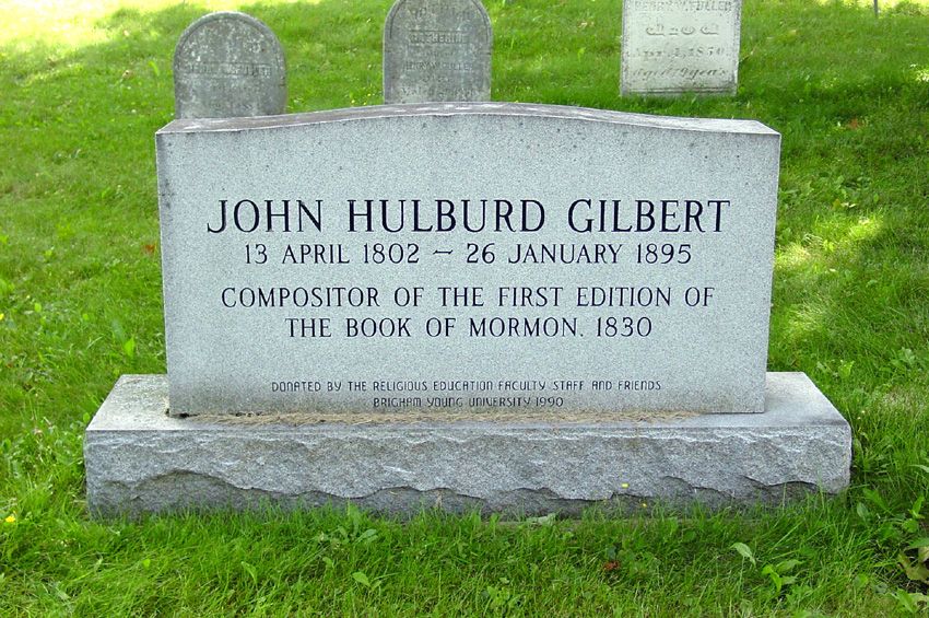 Headstone of Book of Mormon Compositor John H. Gilbert at th