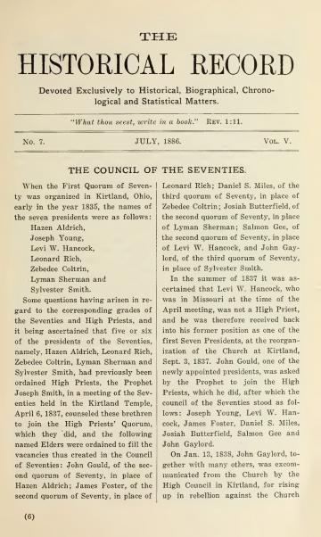 The Historical Record 5, No. 7 (July 1886) | ScriptureCentra
