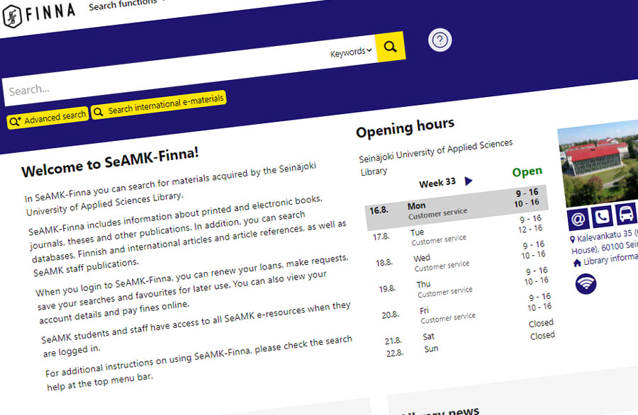 New SeAMK-Finna – this is what changed | SEAMK Kirjasto