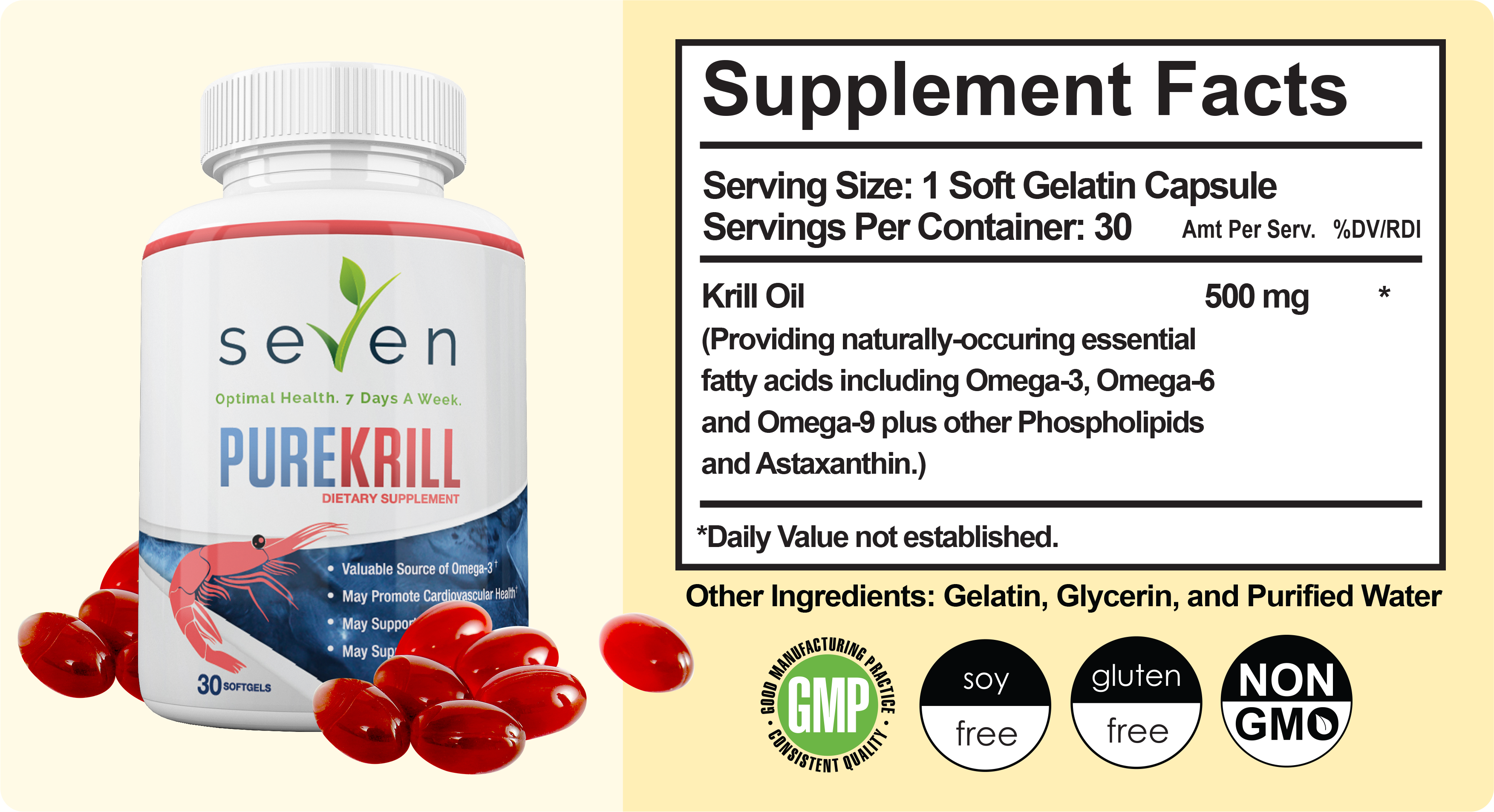 Seven Nutrition - Secure Order Process - Pure Krill 3 Bottles