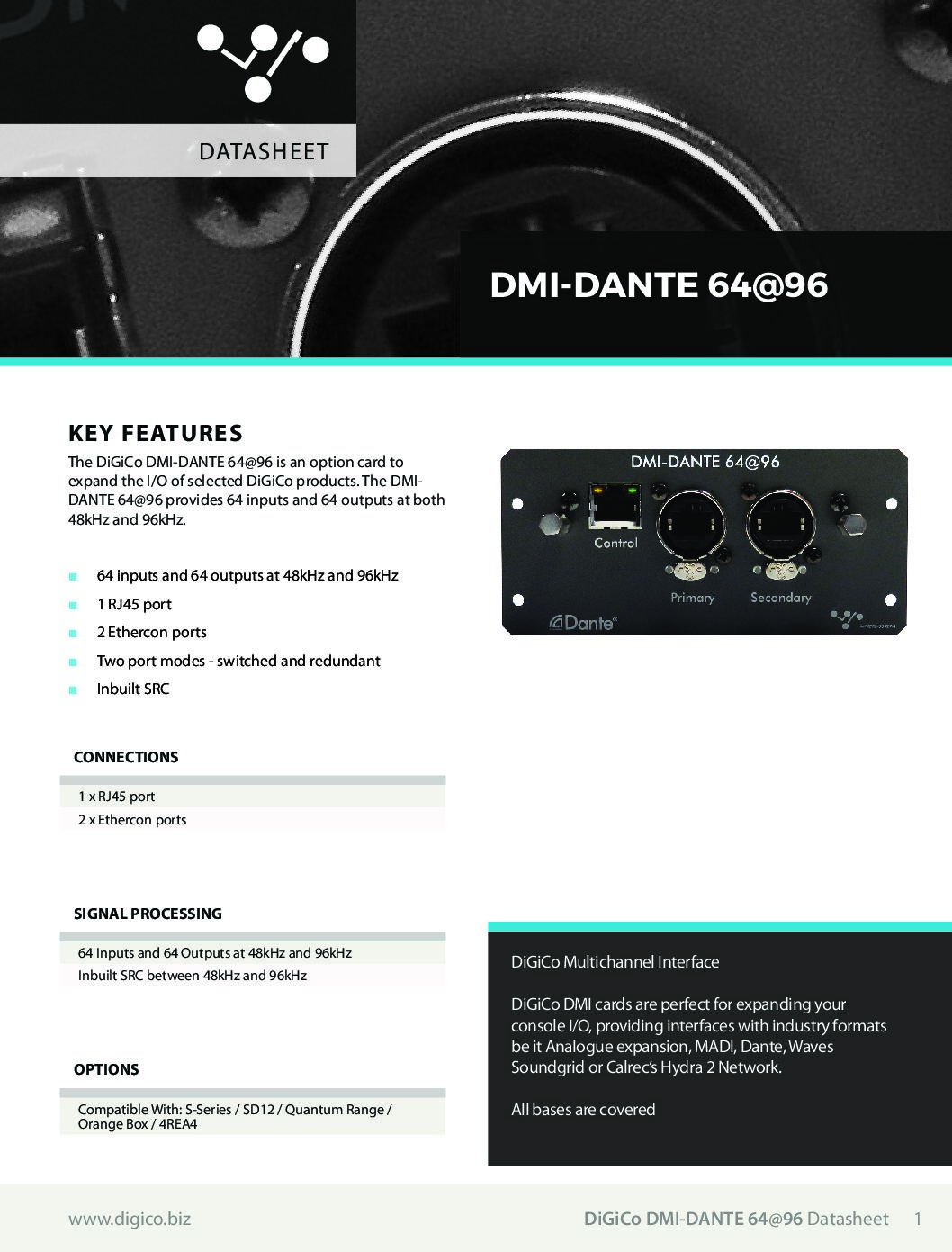 DiGiCo-DMI-DANTE64@96-Data-Sheet - SFL