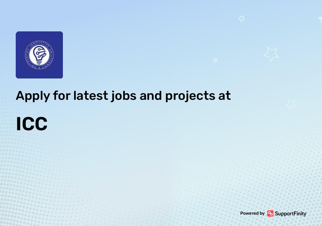 Search and apply for latest jobs and projects at ICC