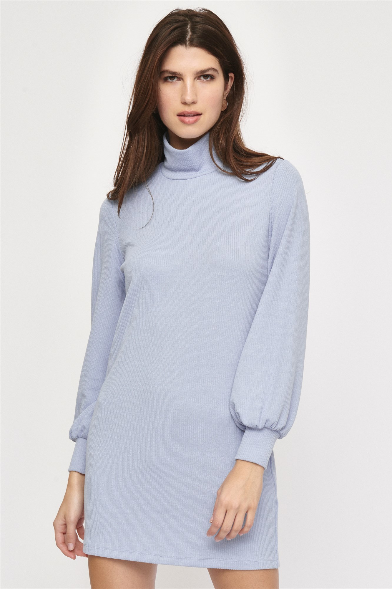 Mock Neck Ribbed Shift Dress