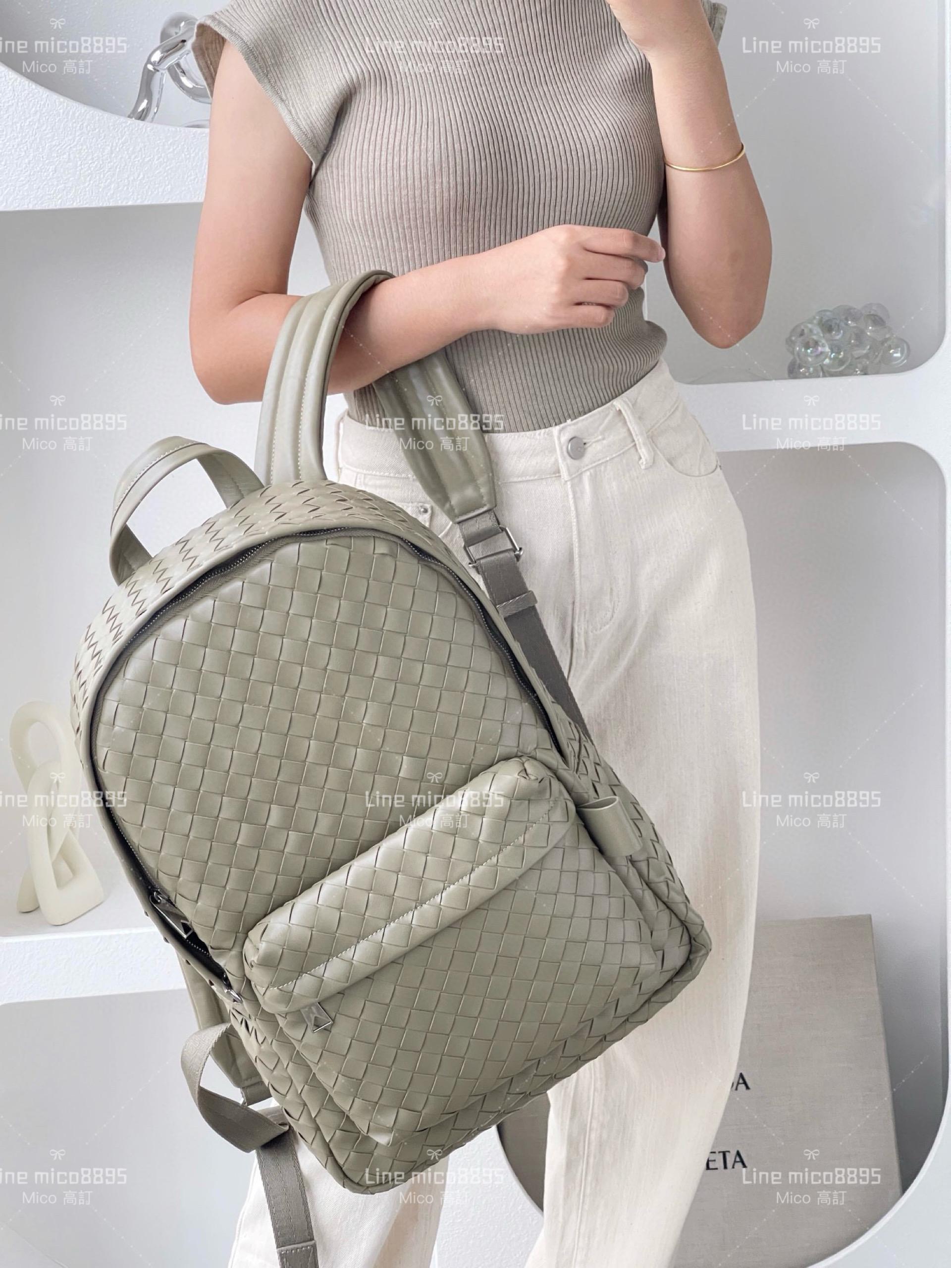 BV 灰褐色中號 Intrecciato編織皮革背包 Backpack雙肩包 背包 30*46 | Mico高端訂製