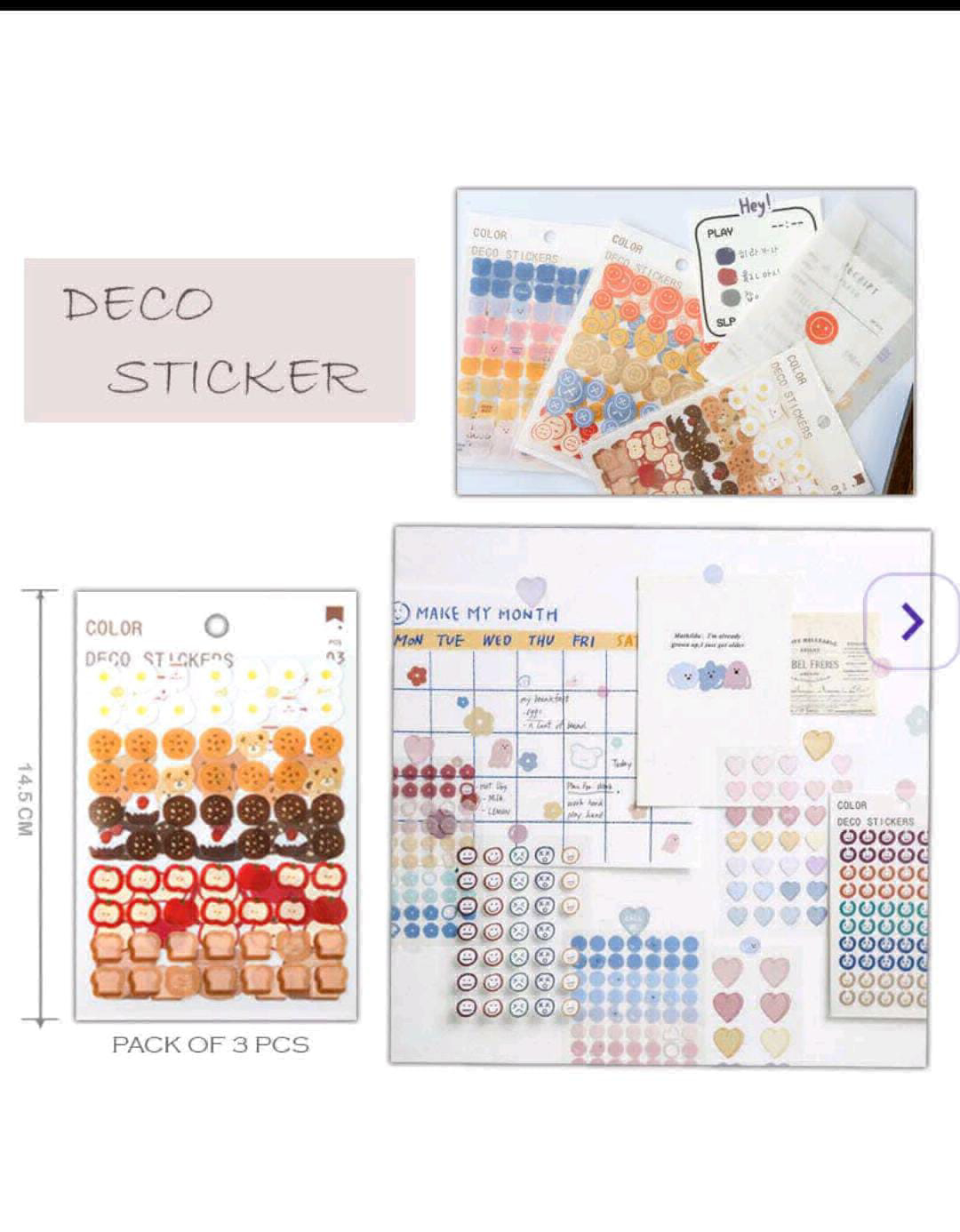 Deco Sticker 3 Pc Pack (Random Design )