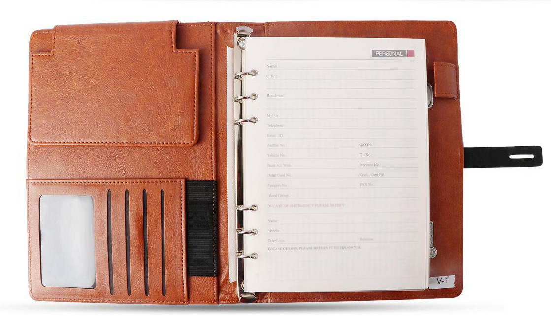 V-1 Diary Folder with 8000 mAh Power Bank and Phone Stand W/Exclusive Box