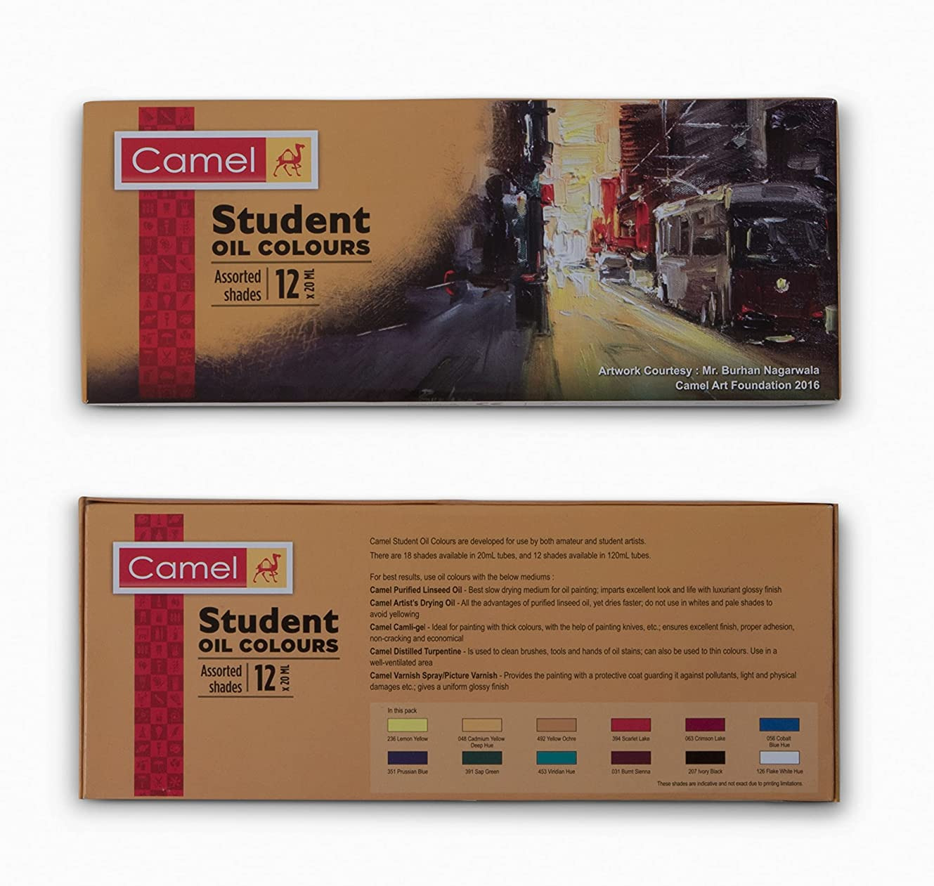 Camel Kokuyo Student Oil Color Box (20ml Tubes, 12 Shades)