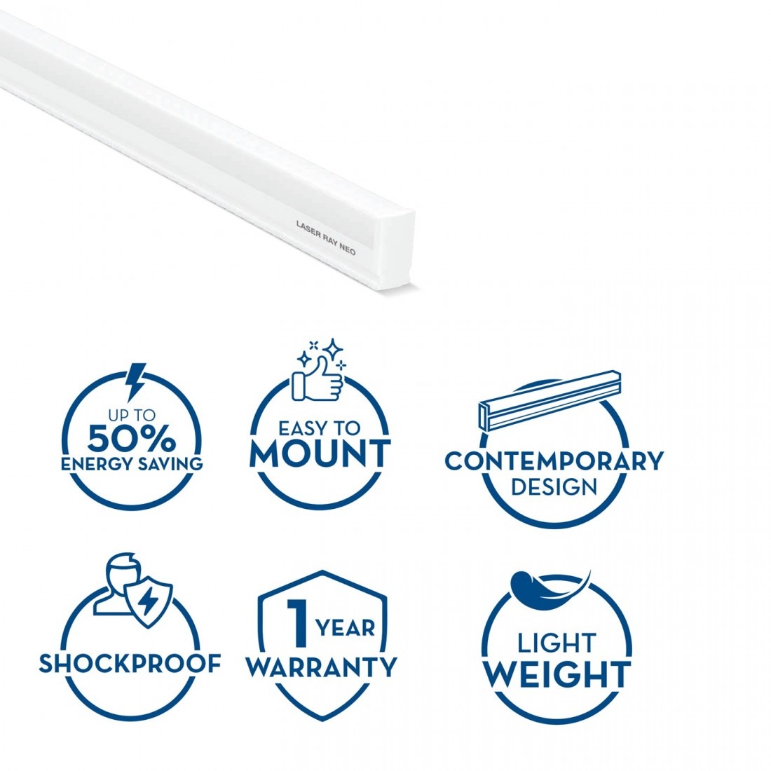 Crompton 28W 4Ft Metal Led Batten Laser Ray Neo 6k