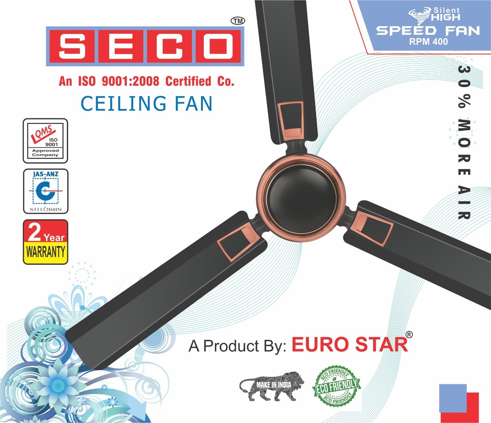 1200MM Seco Ceiling Fan 2 Star