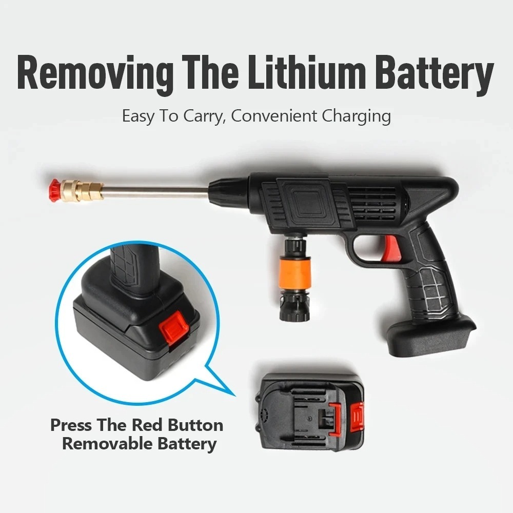 Portable Car Cordless Wash Water Gun 48V 9000mAh 15000rpm High Pressure ...