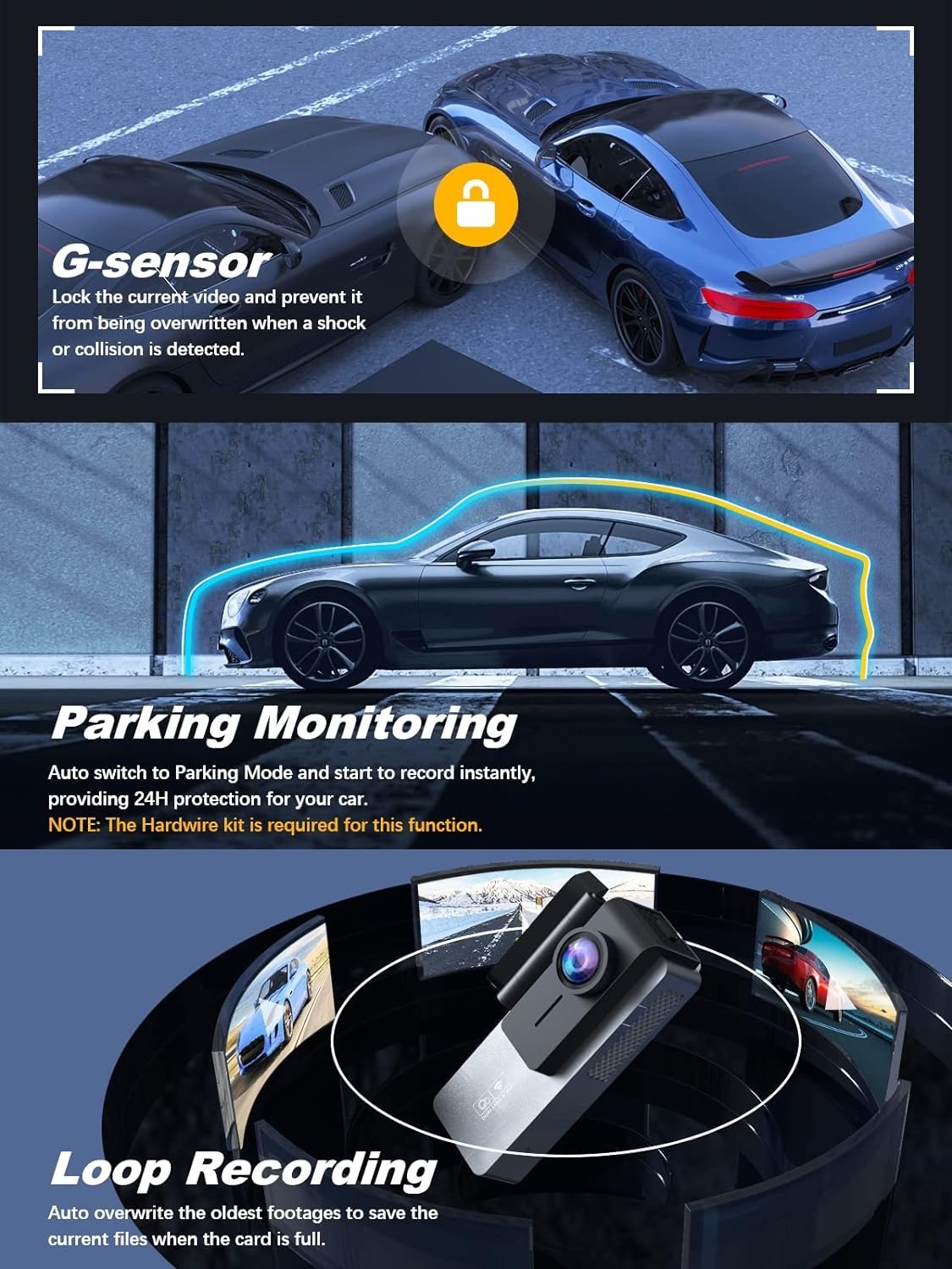 4K Dash Cam with Front and Back Dual Lens | 4K + 1080P Car DVR with ...