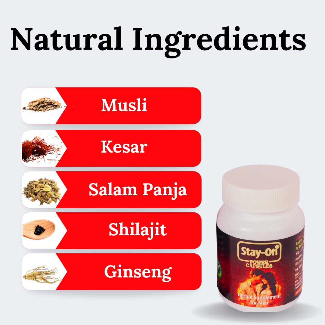 Stay-On Power Capsule - Ayurvedic Revitalizer for Energy, Stamina, and ...