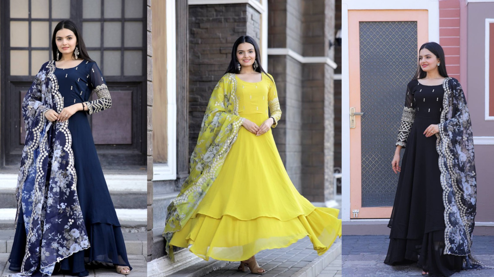 Faux Blooming gown with Sequins-Multi Embroidered Work, It looks ...