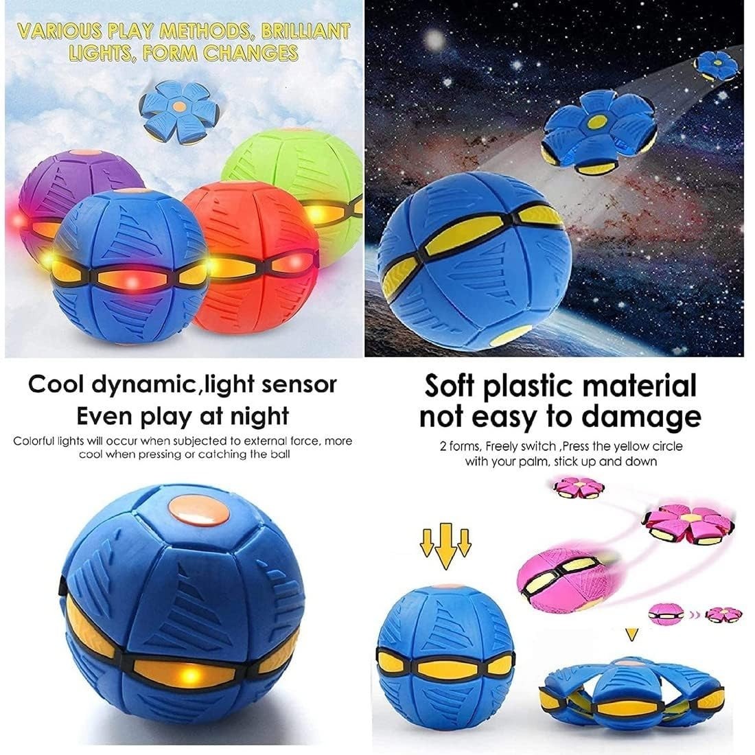 Kids New Flying Saucer Ball Magic Ball Deformation Light UFO ...