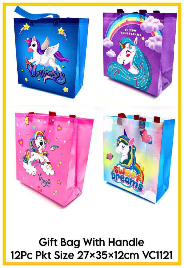 Non Woven Bag Unicorn Printed (12pc Pack)