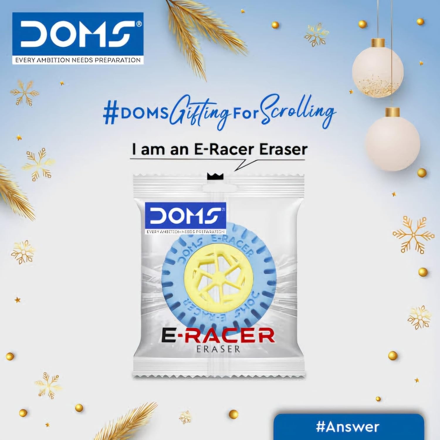 Doms Mini E-Racer Wheel Shape Erasers Pack of 1 Piece