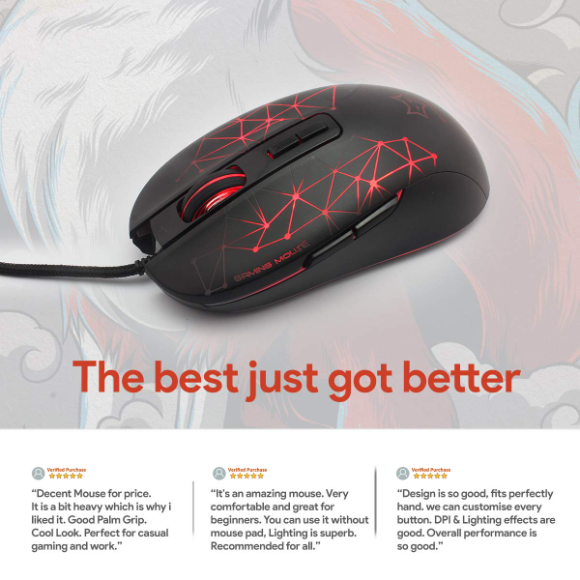 EvoFox Phantom Wired Gaming Mouse with 4 Colour Cycle Switching, 7 ...
