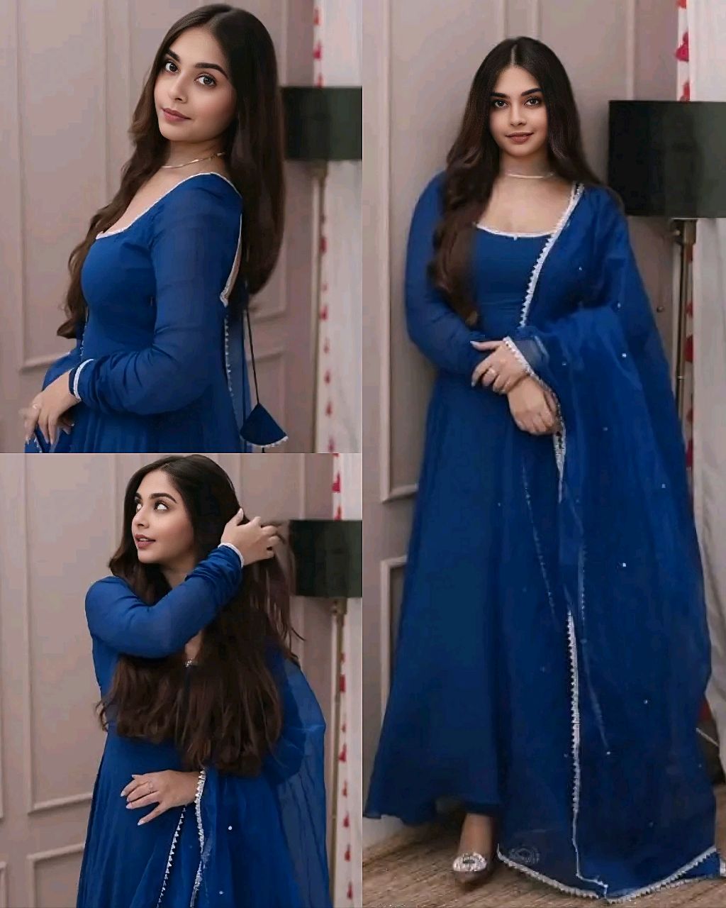 Stylish Anarkali Gown With Pant and Dupatta Ready To Wear 3 Pis Suit Set