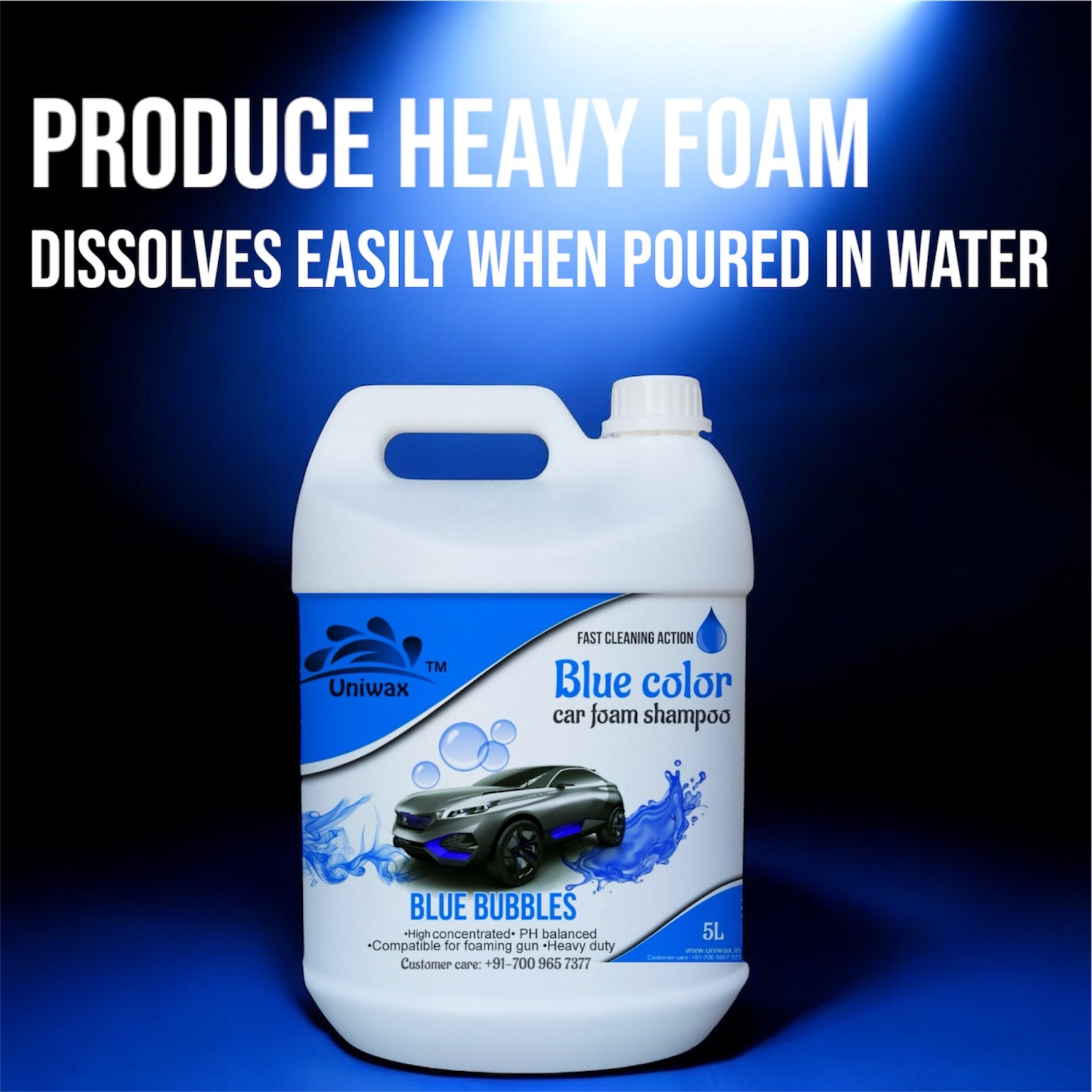 Uniwax blue color foam wash with wax colour foam car wash shampoo