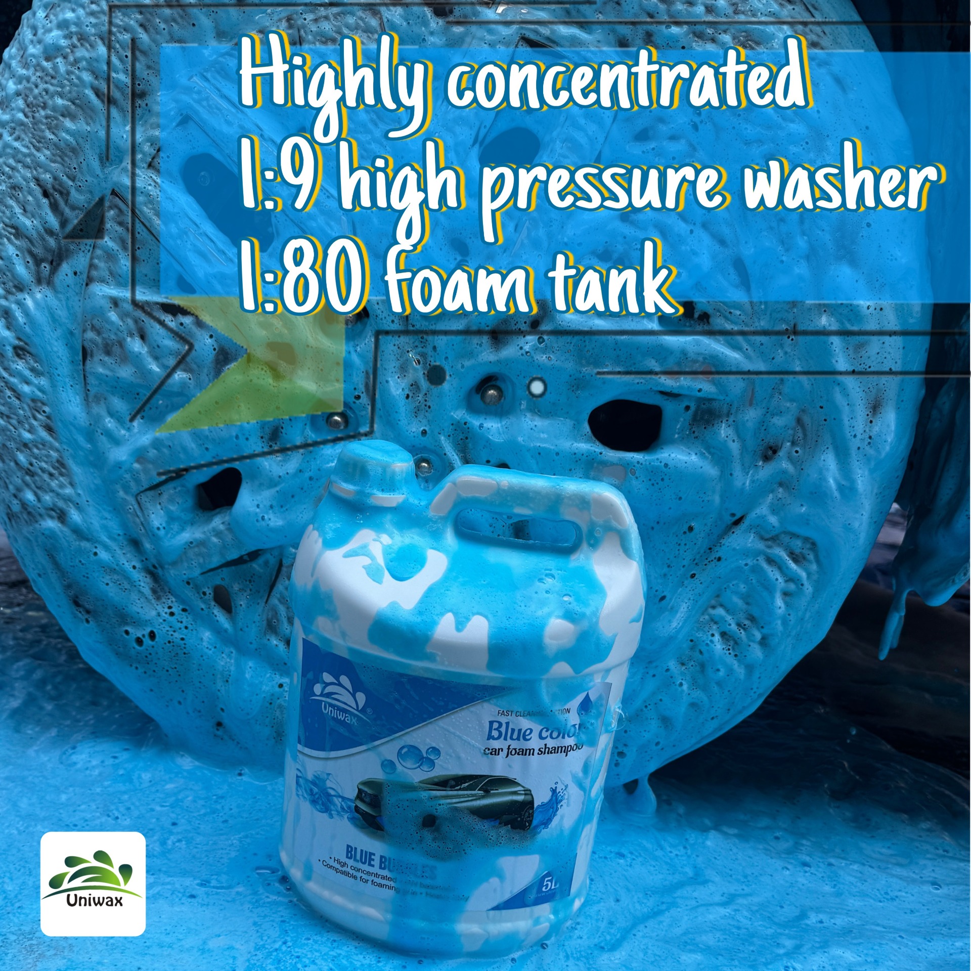 Uniwax blue color foam wash with wax colour foam car wash shampoo