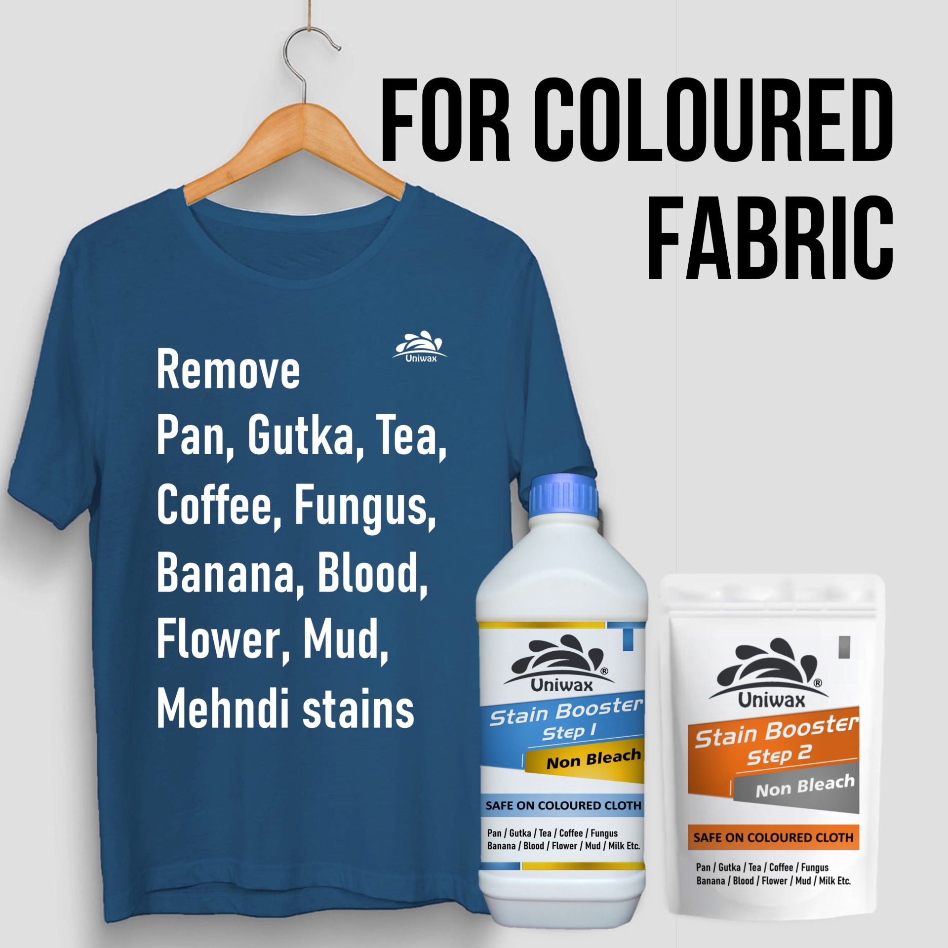 Stain booster for colored cloth pan, gutka, tea, blood, fungus, milk ...