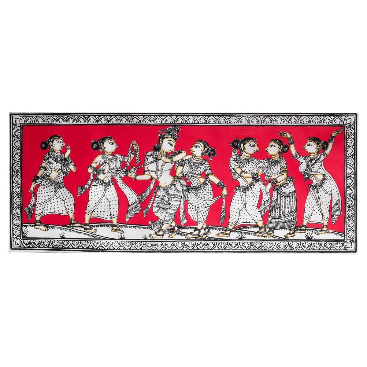 Lord Krishna Rasa Lila Pattachitra Painting