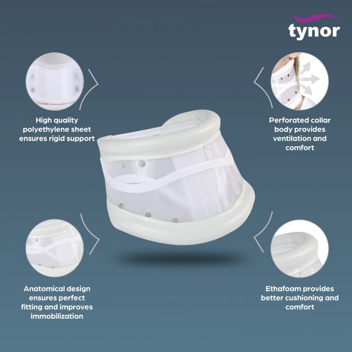 TYNOR CERVICAL COLLAR HARD ADJUSTABLE, WHITE, 1 UNIT