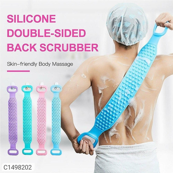 Silicone Body Scrubber Bath Towel Belt 2 Sided Exfoliating Shower Wash
