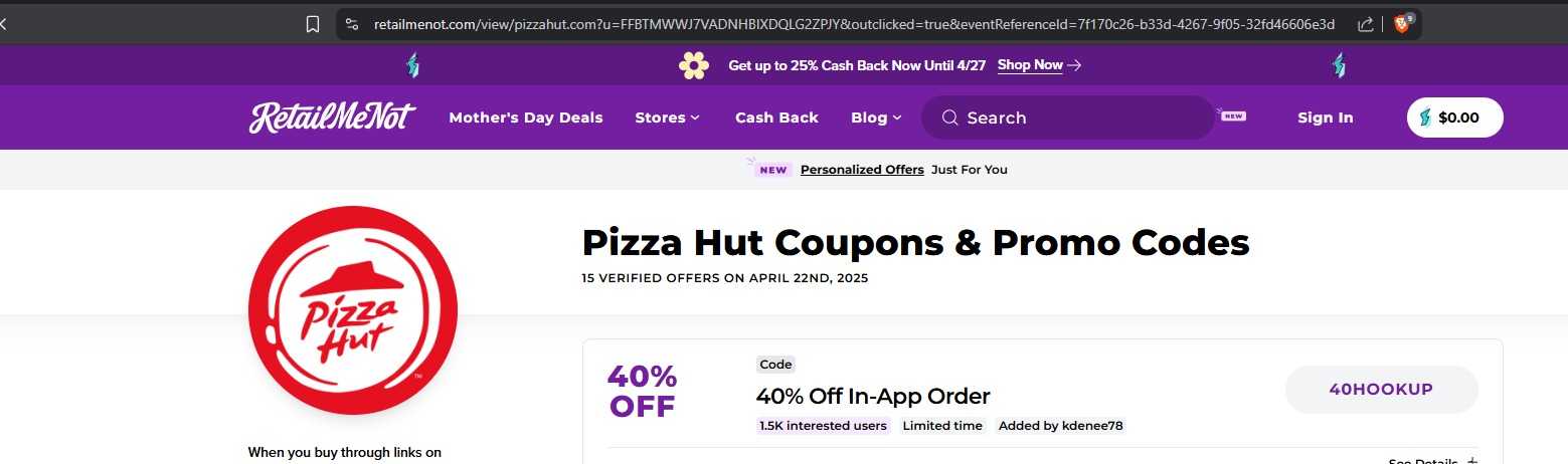 Pizza Hut Promo Codes (2 Verified) - 20% Off w/Code Jul 2025