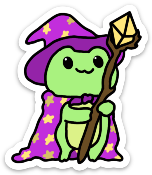 Wizard Frog Sticker by Raeann Goetz | Die cut stickers | Sticker Mule ...