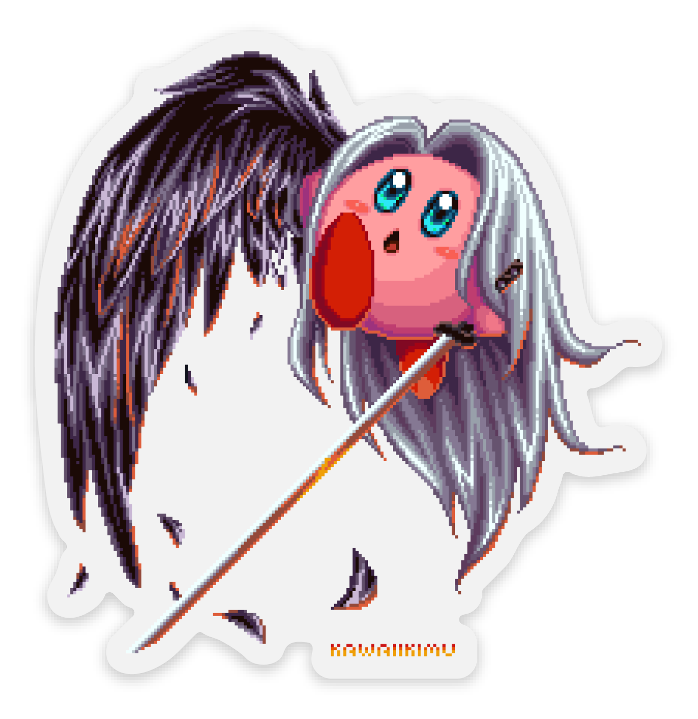Sephiroth Kirby Pixel by KawaiiKimu | Clear stickers | Sticker Mule