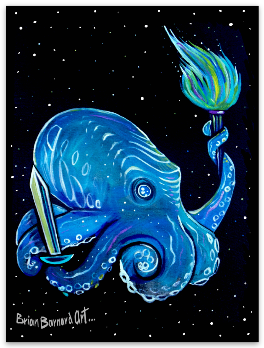 RPG Octopus Sticker by brian barnard art | Rectangle stickers | Sticker ...