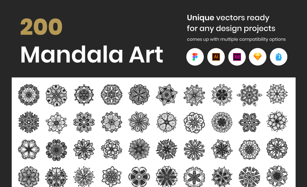 200 Mandala Vector Icons - Smashing Stocks