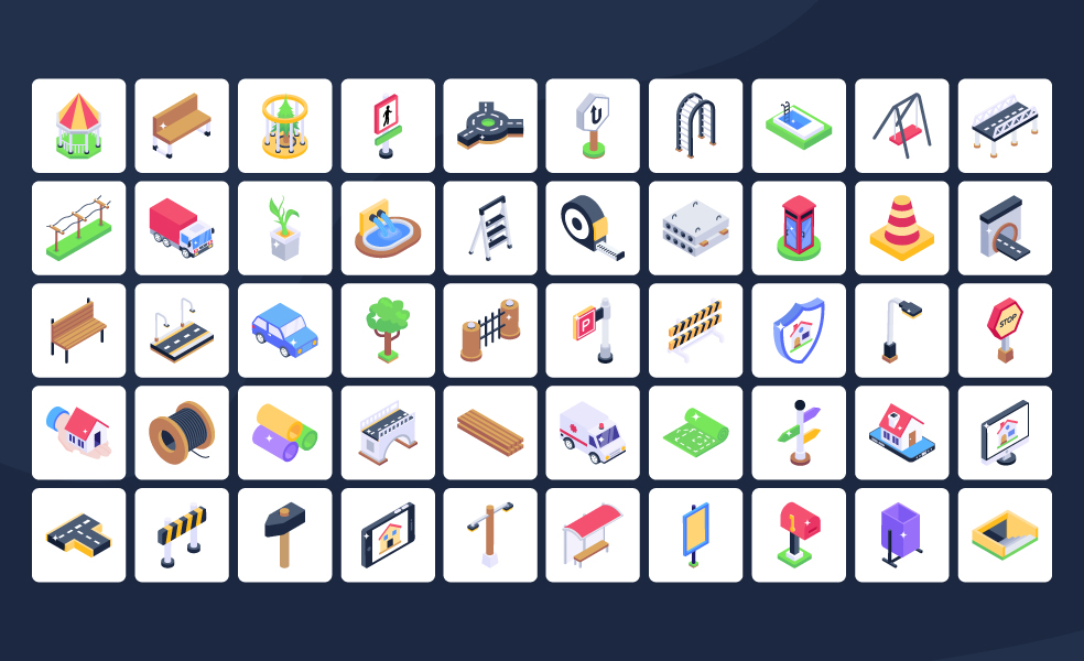 Isometric Bridge Icons - Smashing Stocks