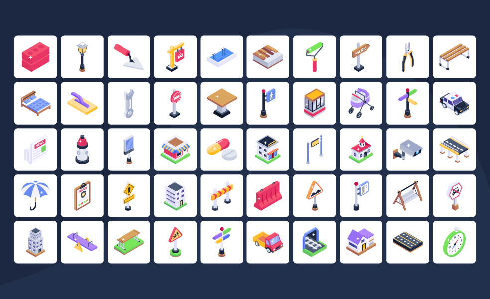 Isometric Bridge Icons - Smashing Stocks