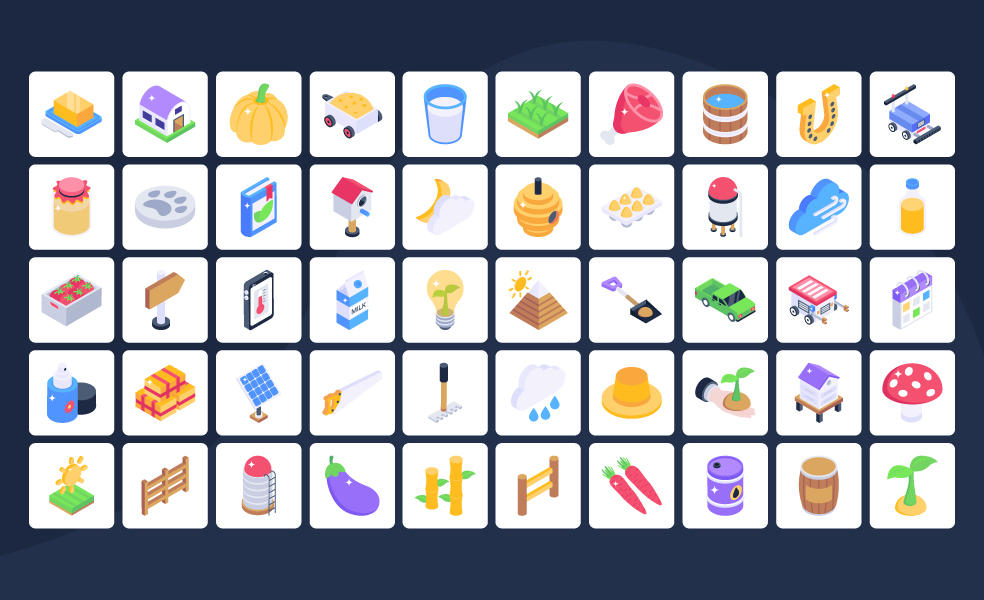 100 Isometric Farm Icons - Smashing Stocks