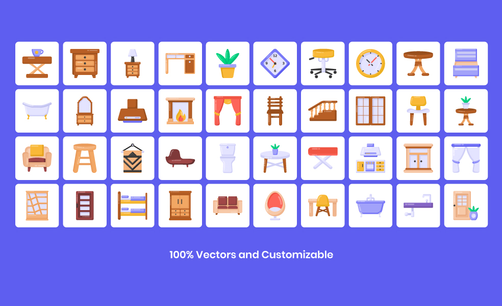 Flat Furniture Icons - Smashing Stocks