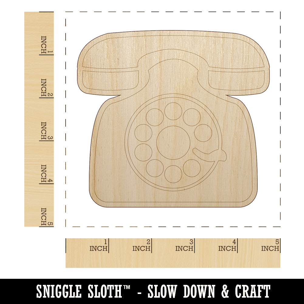 Rotary Dial Phone Unfinished Wood Shape Piece Cutout for DIY Craft ...
