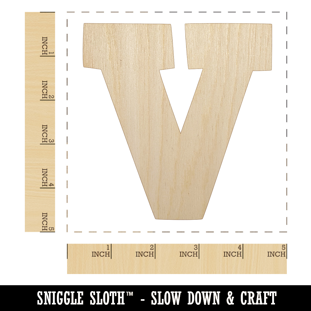 Letter V Uppercase Fun Bold Font Unfinished Wood Shape Cutout DIY Craft ...