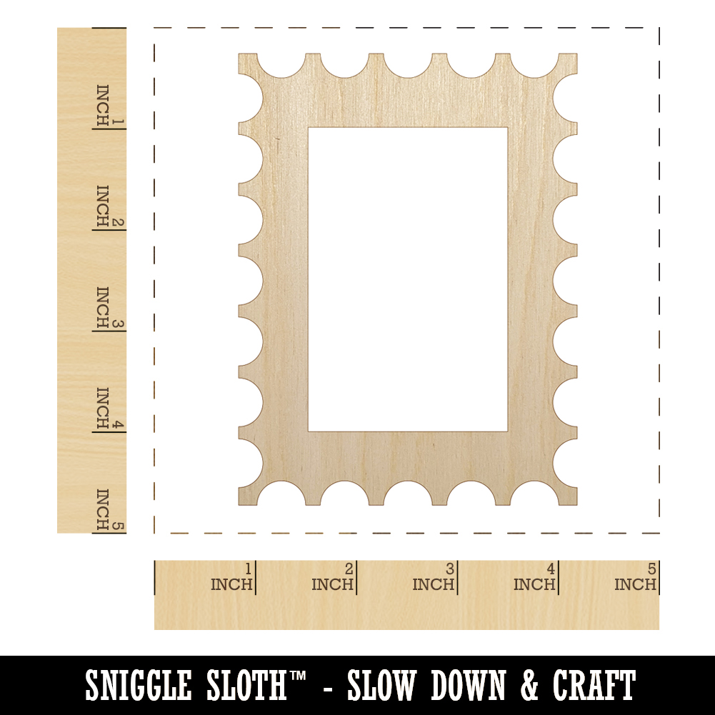 Postage Stamp Border Unfinished Wood Shape Piece Cutout for DIY Craft ...