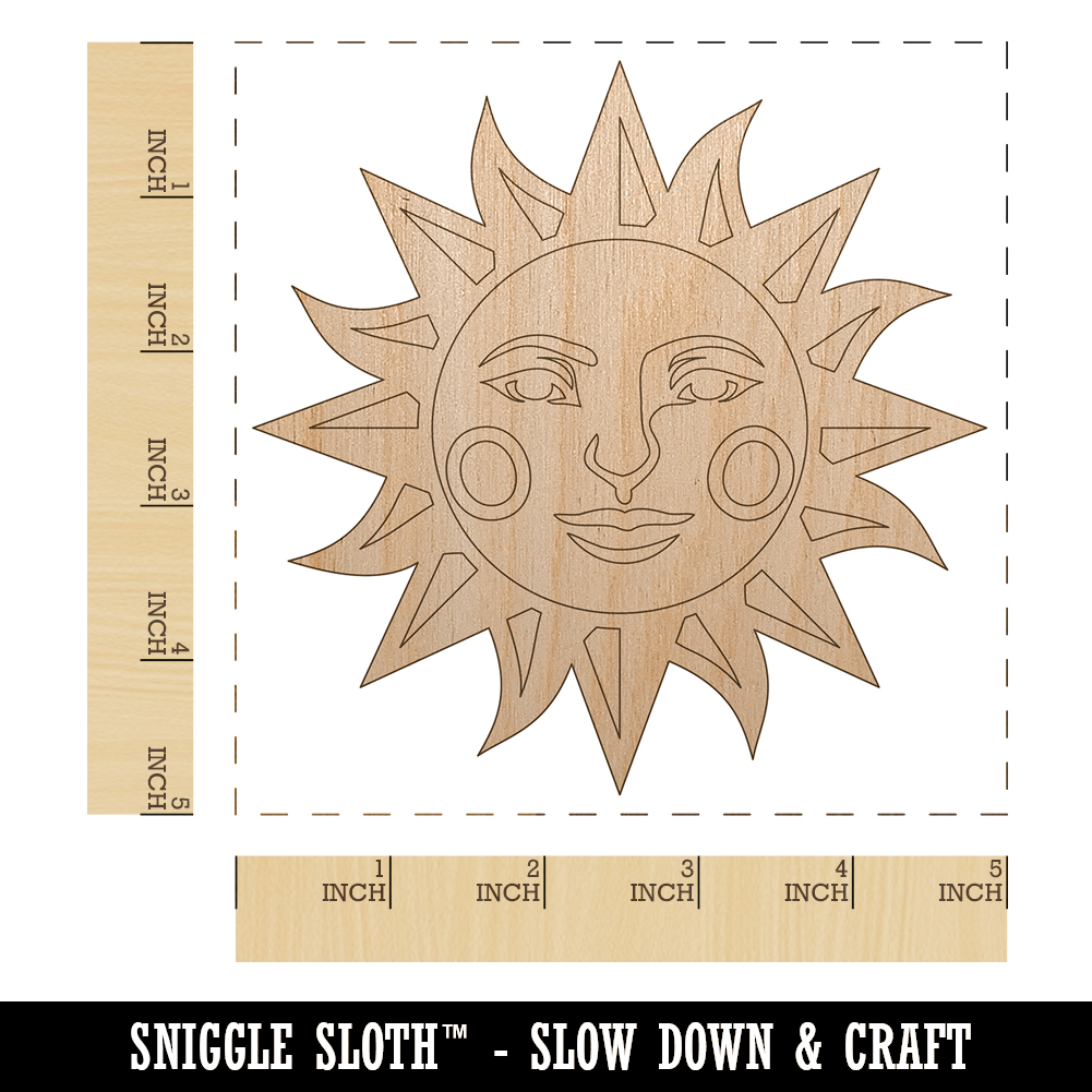 Heraldic Sun Face Unfinished Wood Shape Piece Cutout for DIY Craft ...