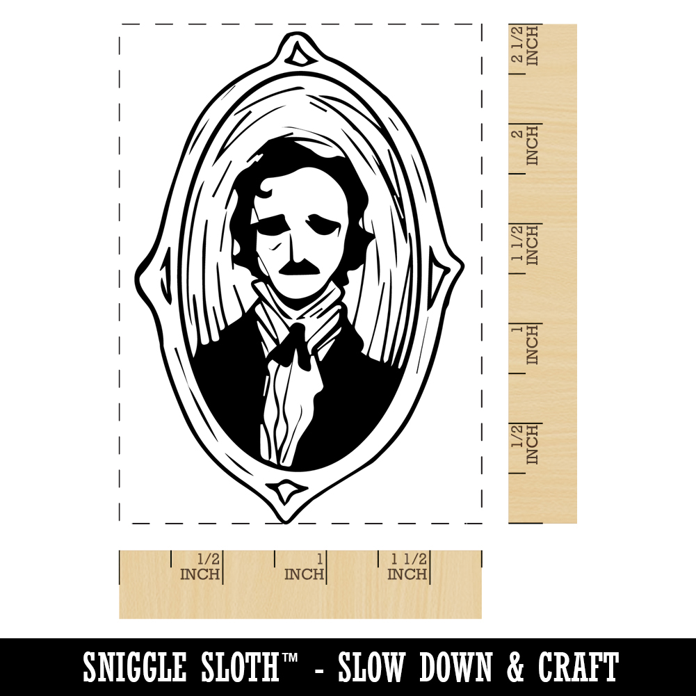Edgar Allen Poe Vintage Victorian Portrait Rectangle Rubber Stamp for ...