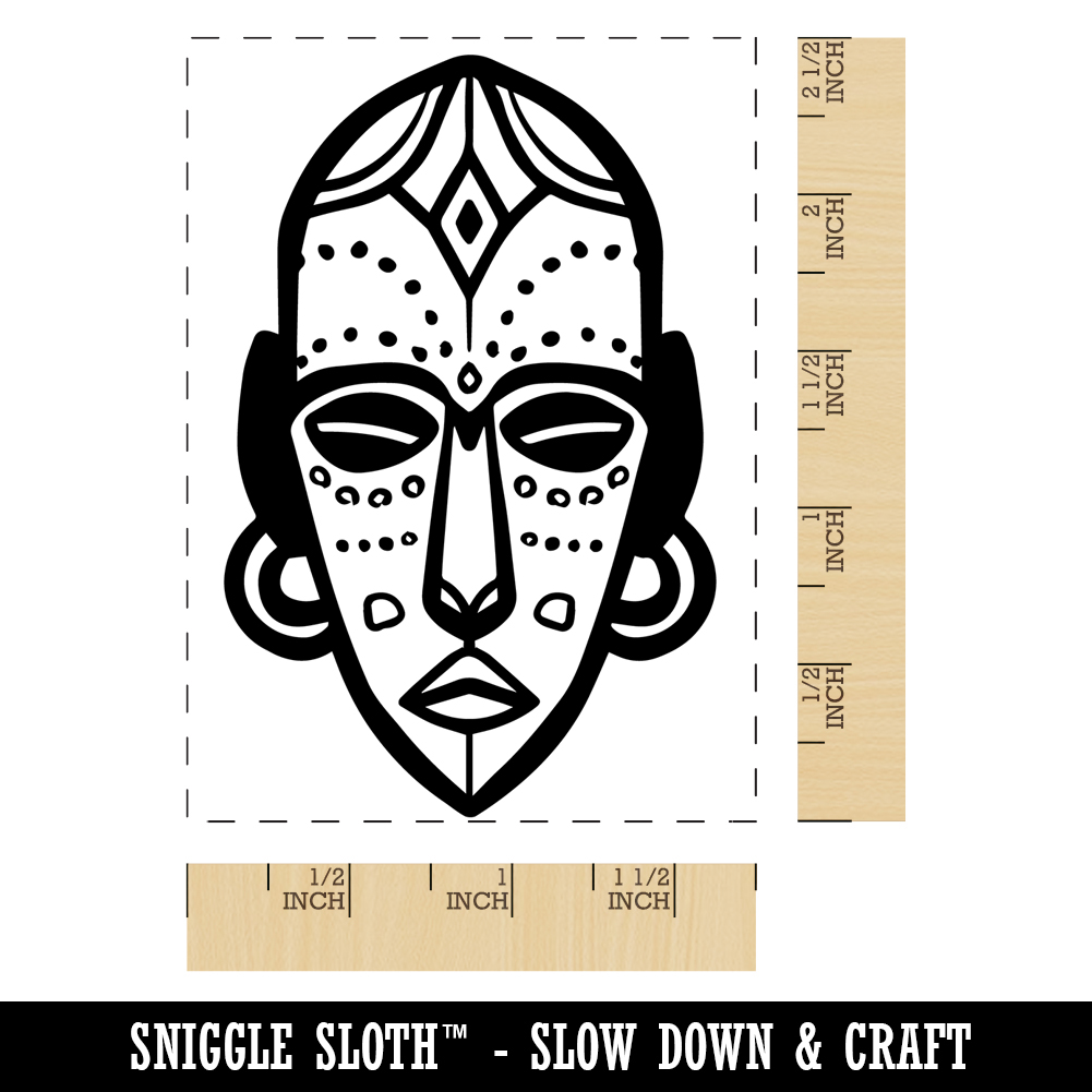 Stamping Crafting | Traditional African Tribal Mask Rectangle Rubber Stamp